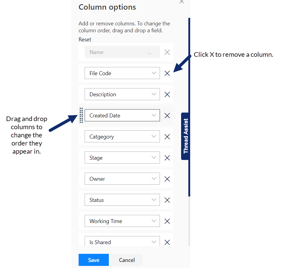 Column Options 